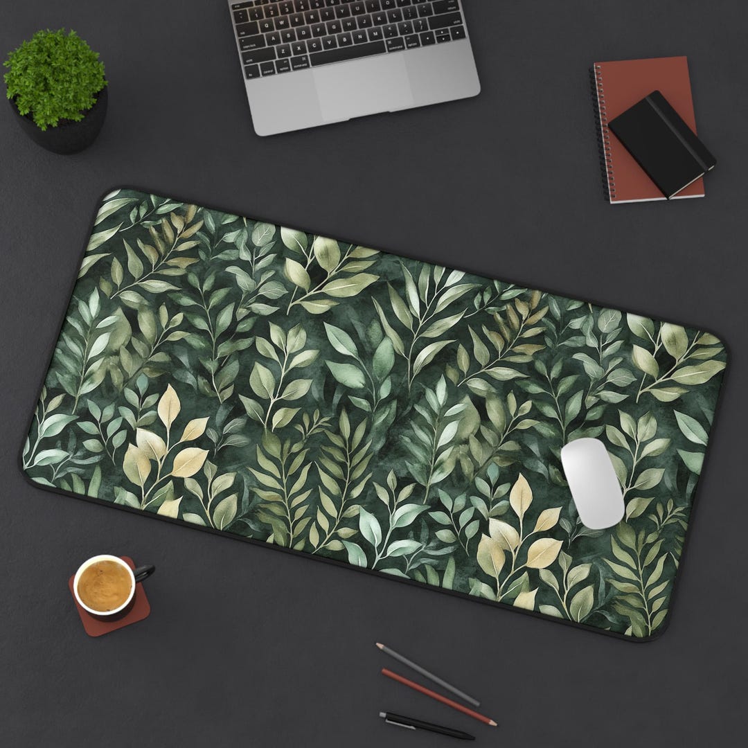 Nature-inspired Desk Mat, Leafy Design Mouse Pad, Office Decor ...