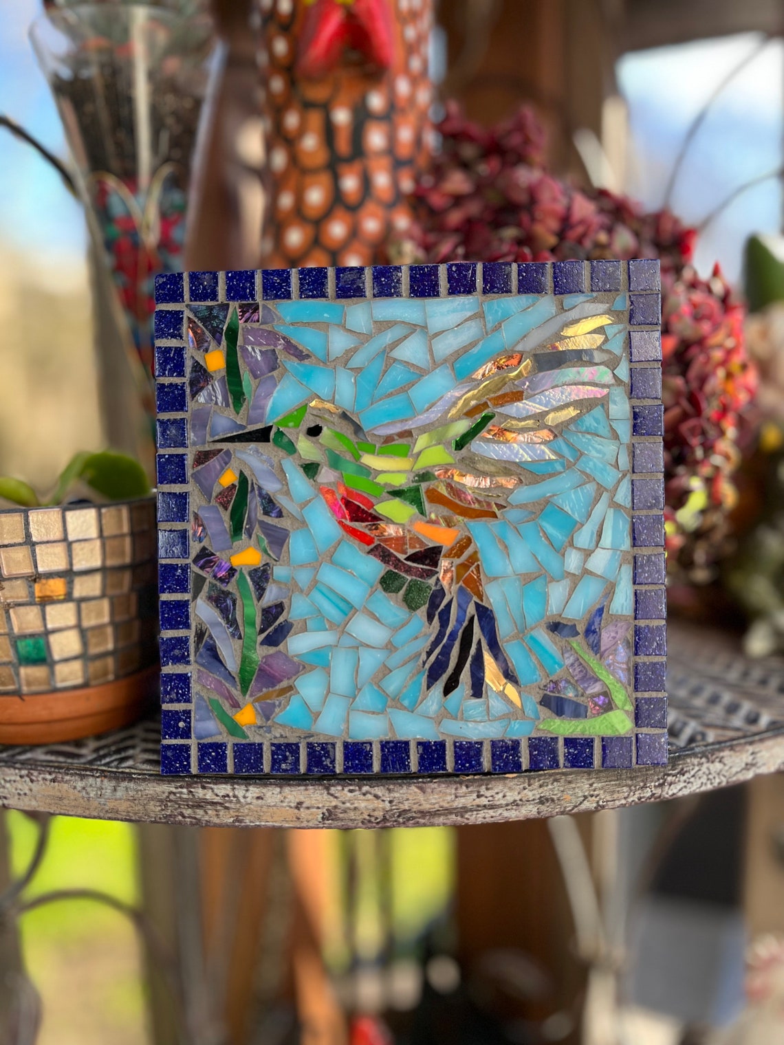 Hummingbird Stained Glass Mosaic Tile – 6x6 Backsplash Art - Etsy