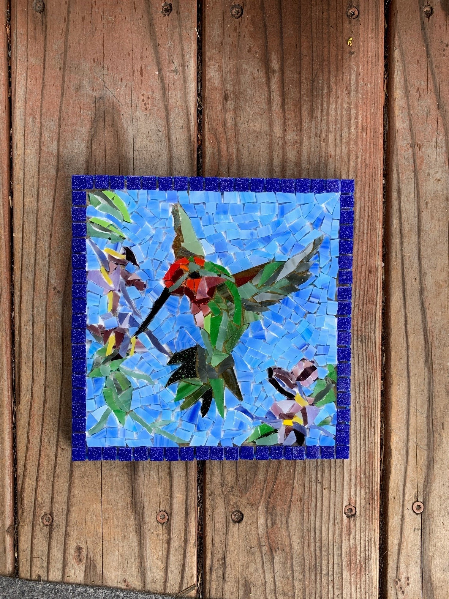 Hummingbird Stained Glass Mosaic - 8x8 - Backsplash Tile - Kitchen Tile ...