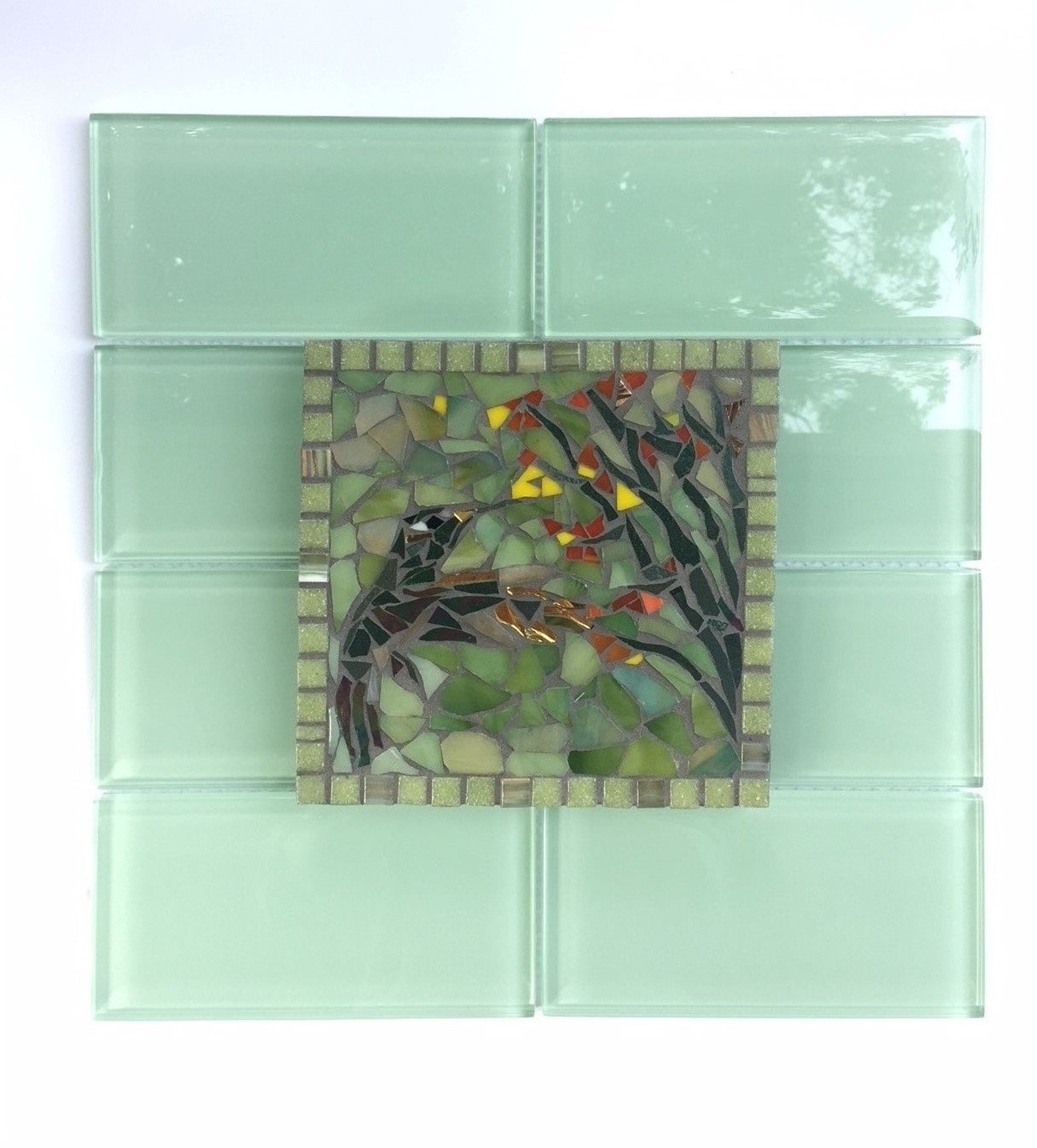 Hummingbird Stained Glass Mosaic Tile – 6x6 Backsplash Art - Etsy