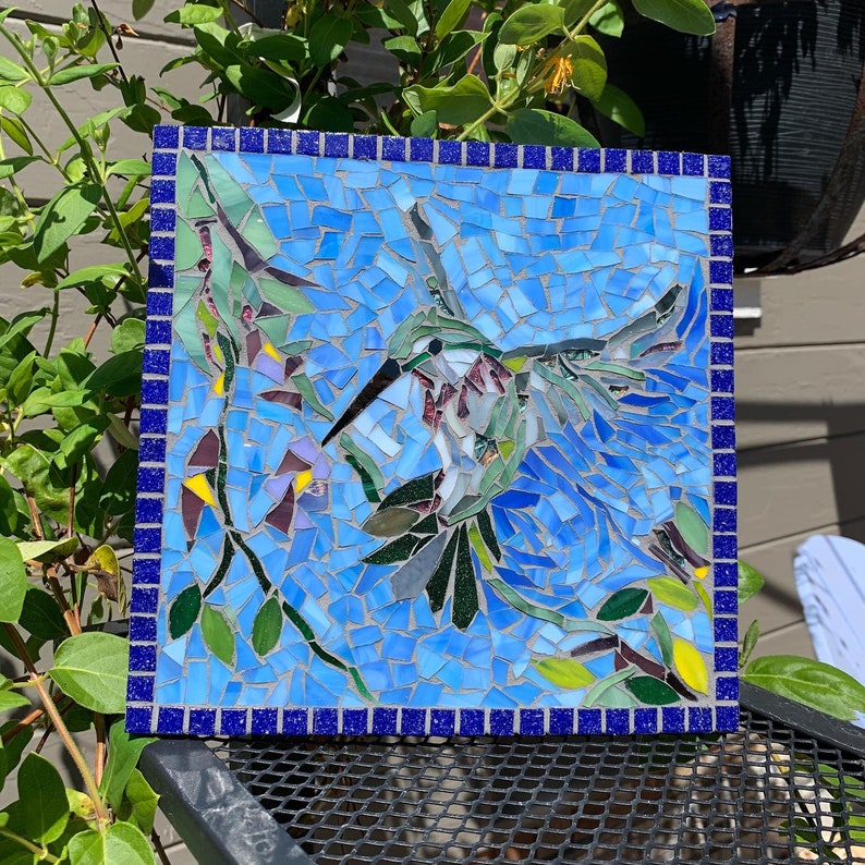 Hummingbird Stained Glass Mosaic - 8x8 - Backsplash Tile - Kitchen Tile ...