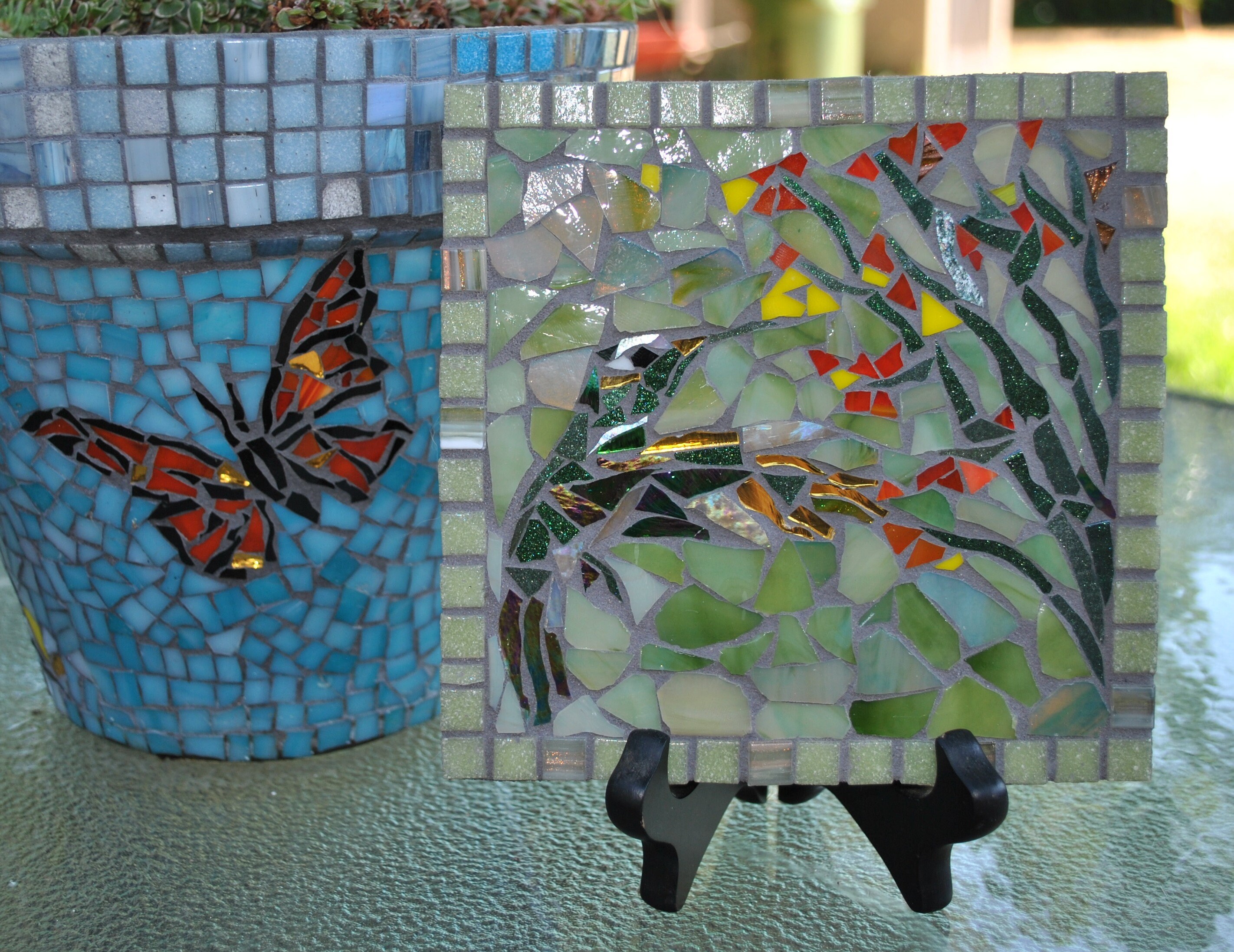 Hummingbird Stained Glass Mosaic Tile – 6x6 Backsplash Art - Etsy