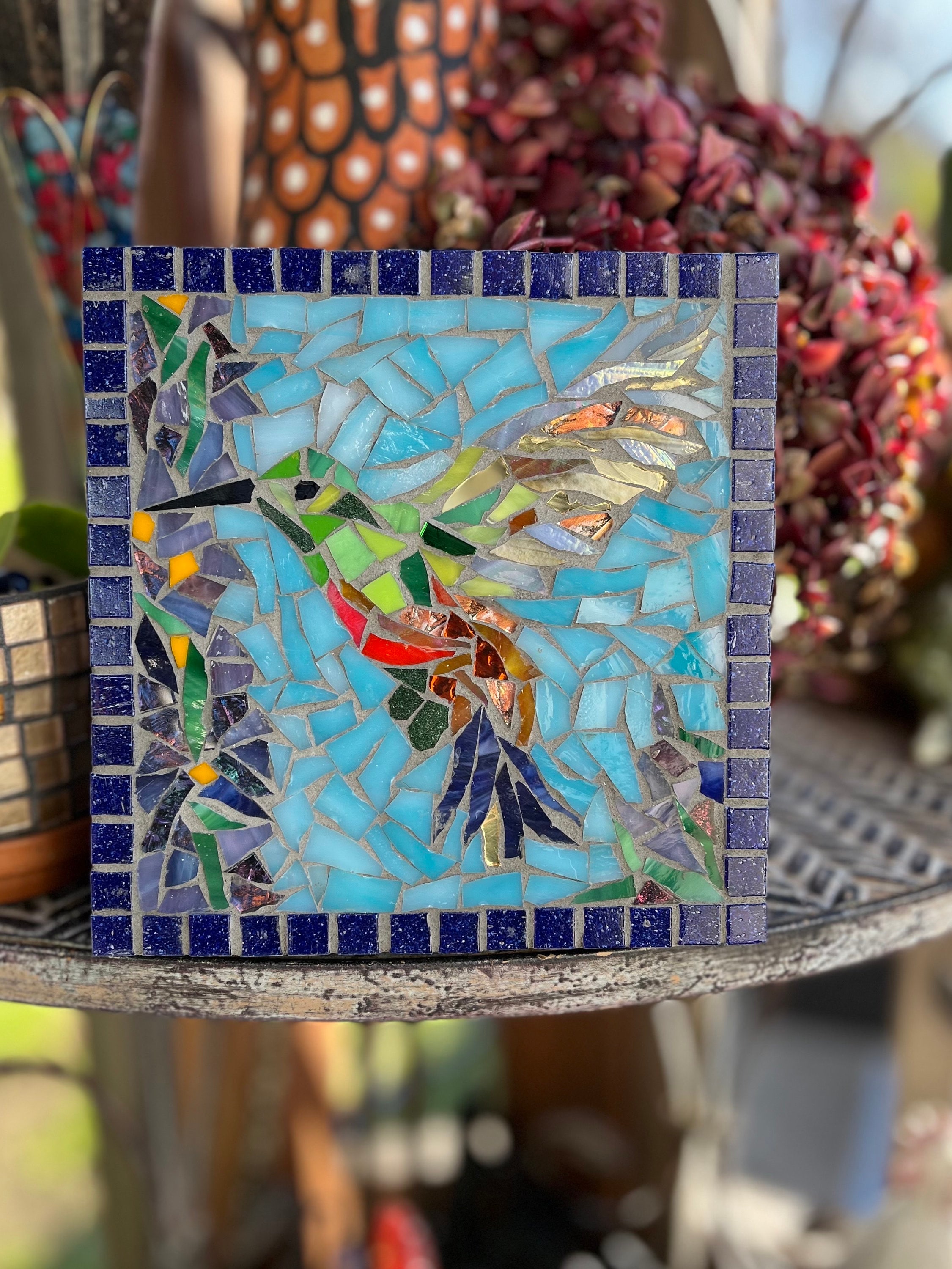 Hummingbird Stained Glass Mosaic Tile – 6x6 Backsplash Art - Etsy