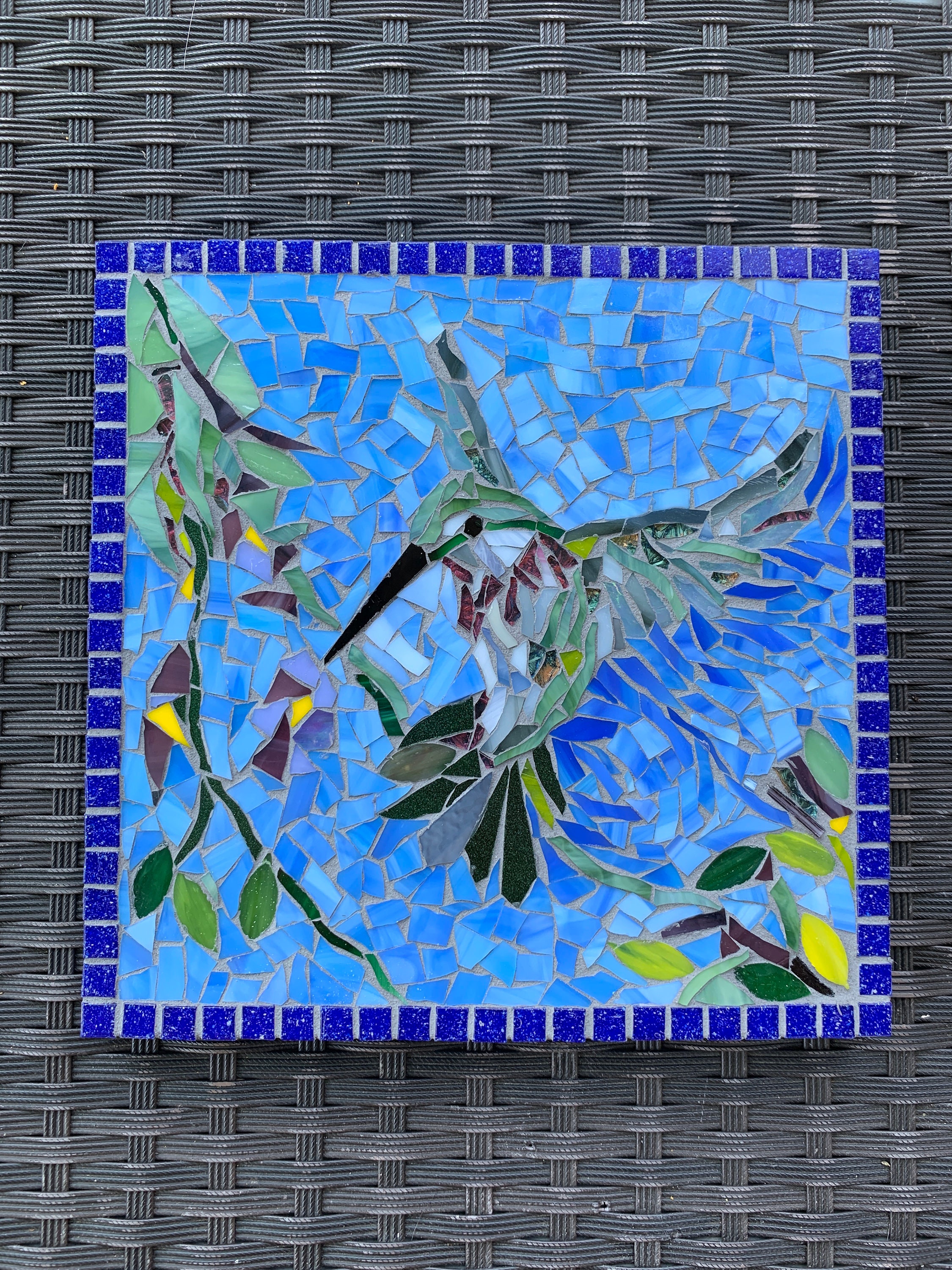 Hummingbird Stained Glass Mosaic - 8x8 - Backsplash Tile - Kitchen Tile ...