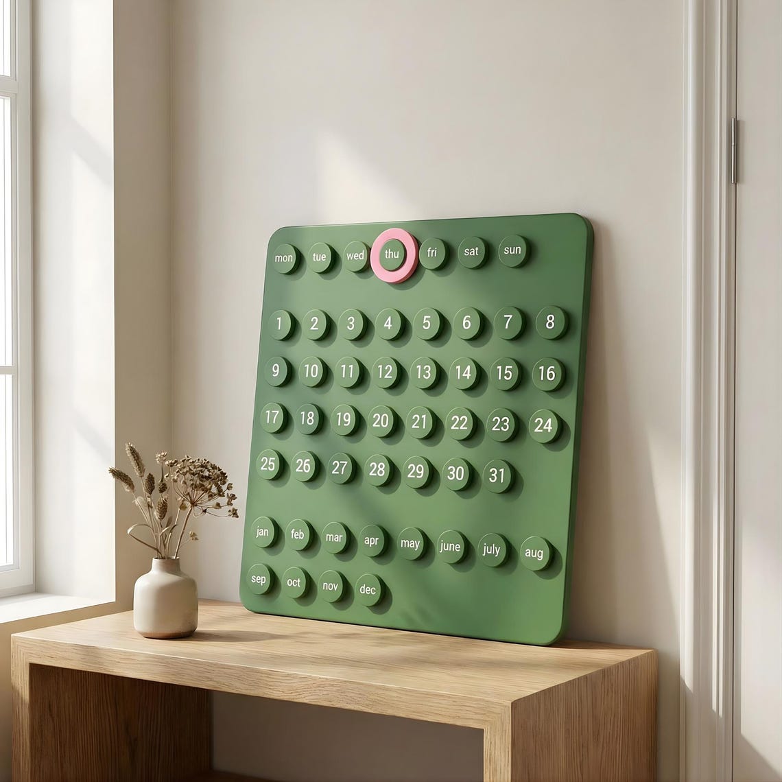 Wooden Perpetual Calendar for Wall Decor | 50x50 Cm MDF Farmhouse ...