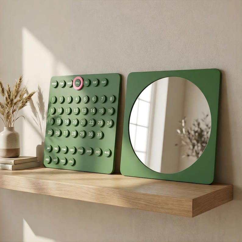 Wooden Perpetual Calendar for Wall Decor | 50x50 Cm MDF Farmhouse ...