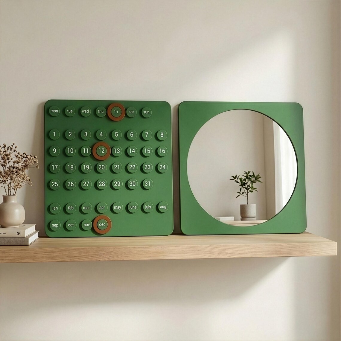 Wooden Perpetual Calendar for Wall Decor | 50x50 Cm MDF Farmhouse ...