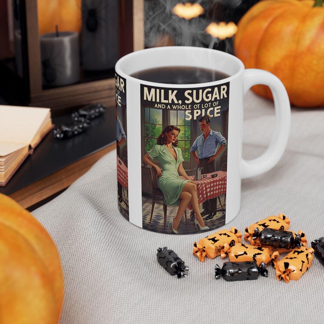 Spicy Romance Novel Coffee Cup, Vintage Inspired Ceramic Mug, Retro Tea ...