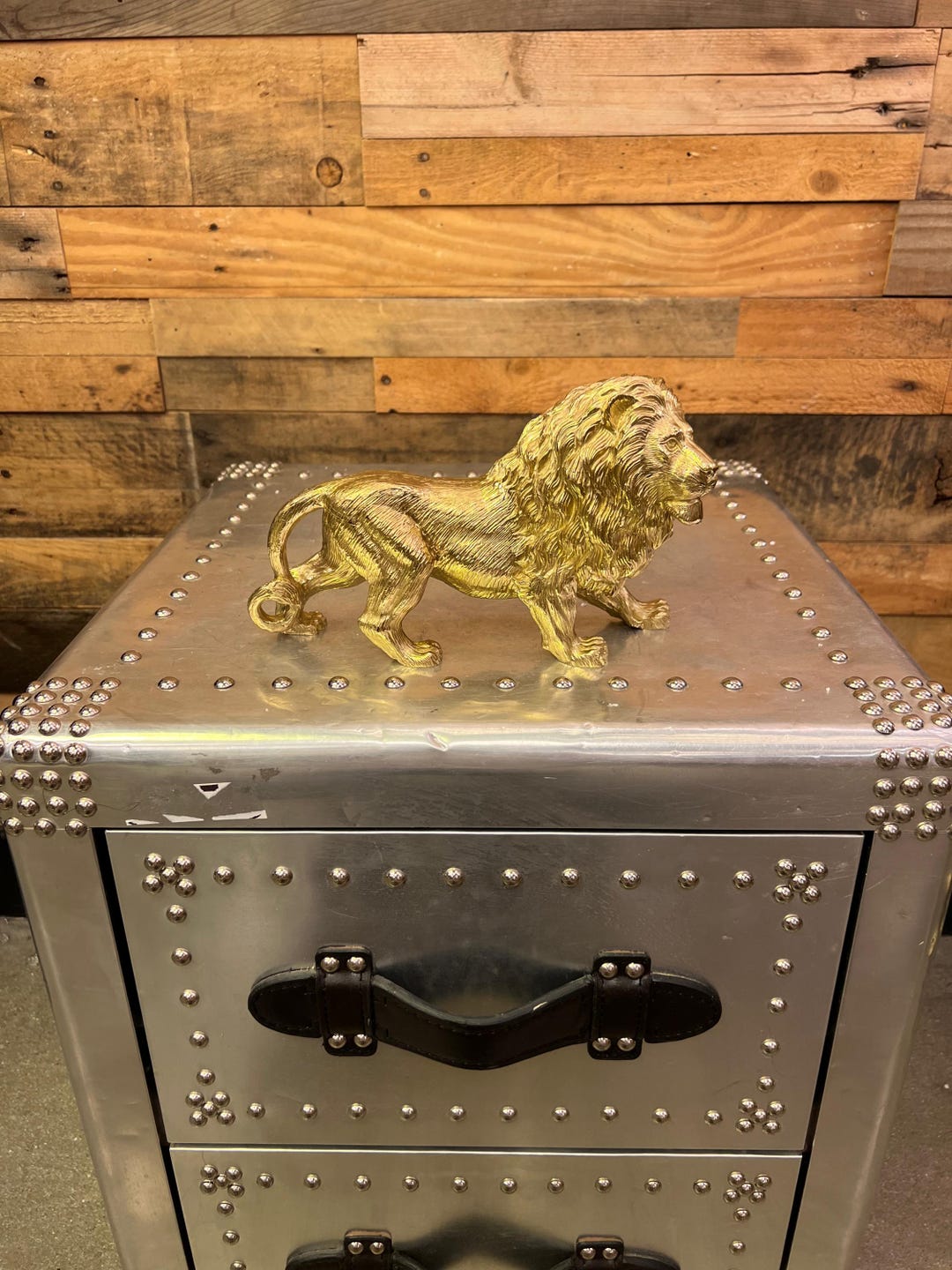Handmade Solid Brass Lion Statue Gold Finish Animal Decor Made in USA ...