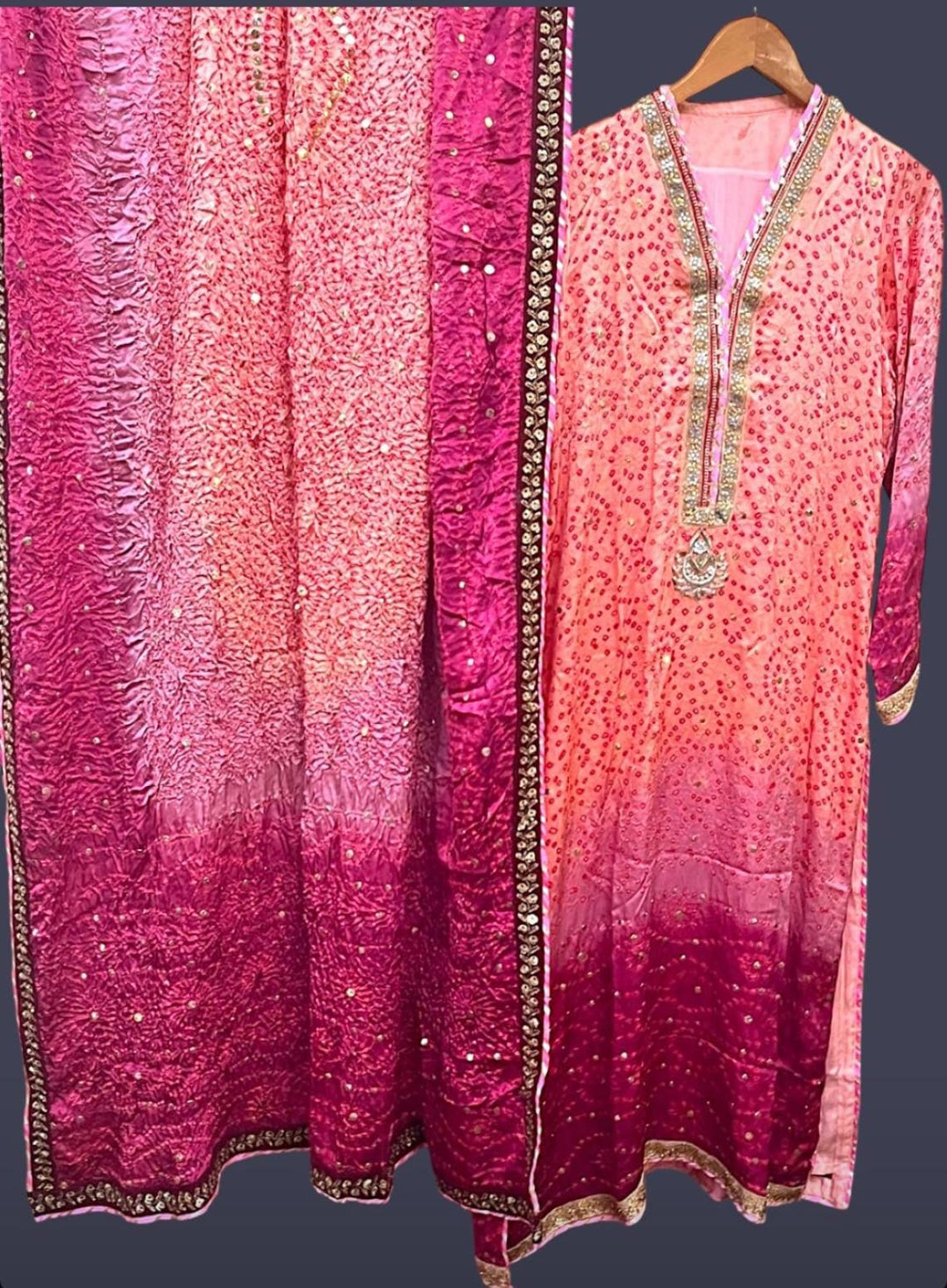 Pure Silk Pakistani Suit: Mukesh Work Mehndi Dress - Etsy