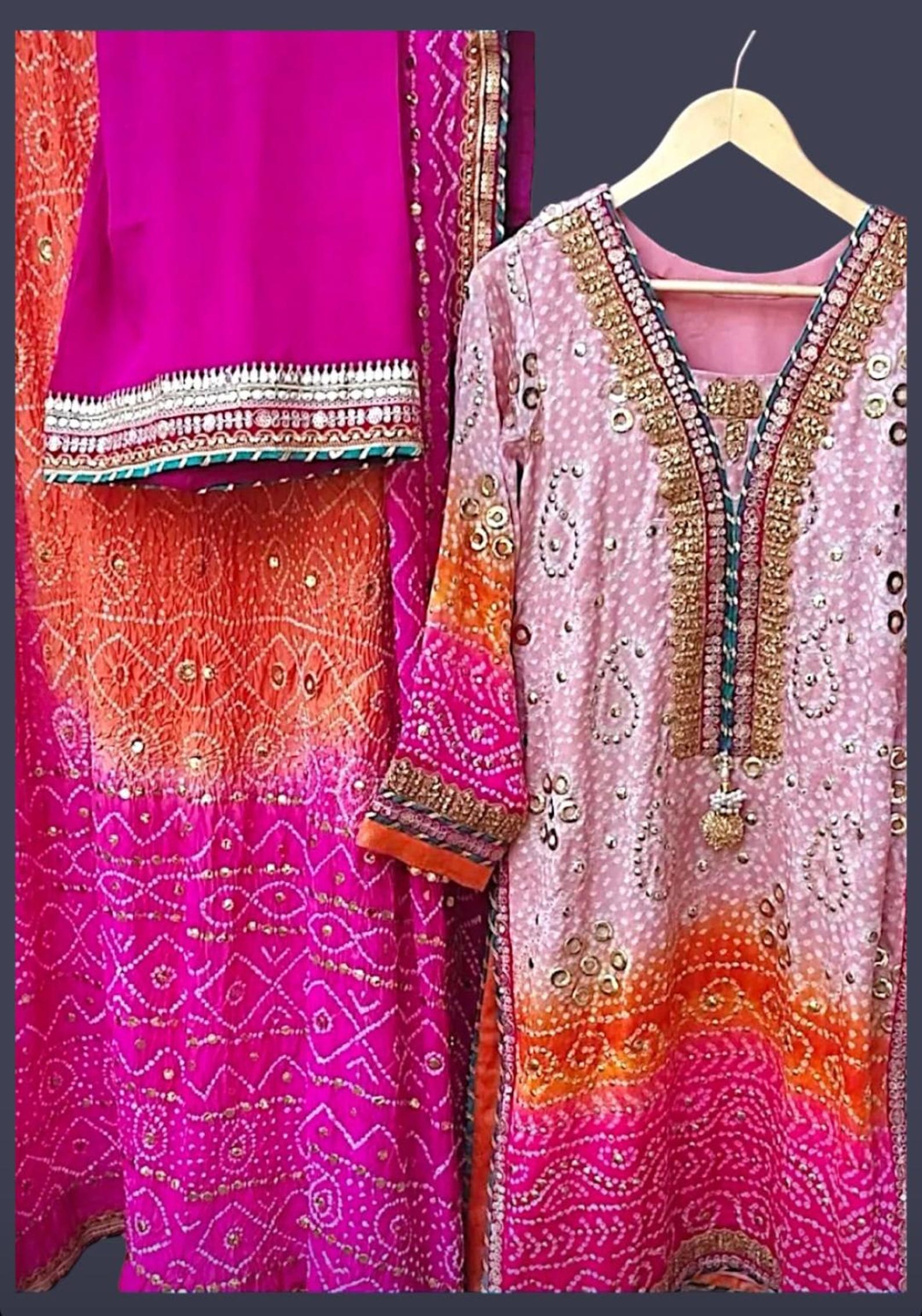 Pure Silk Pakistani Suit: Mukesh Work Mehndi Dress - Etsy