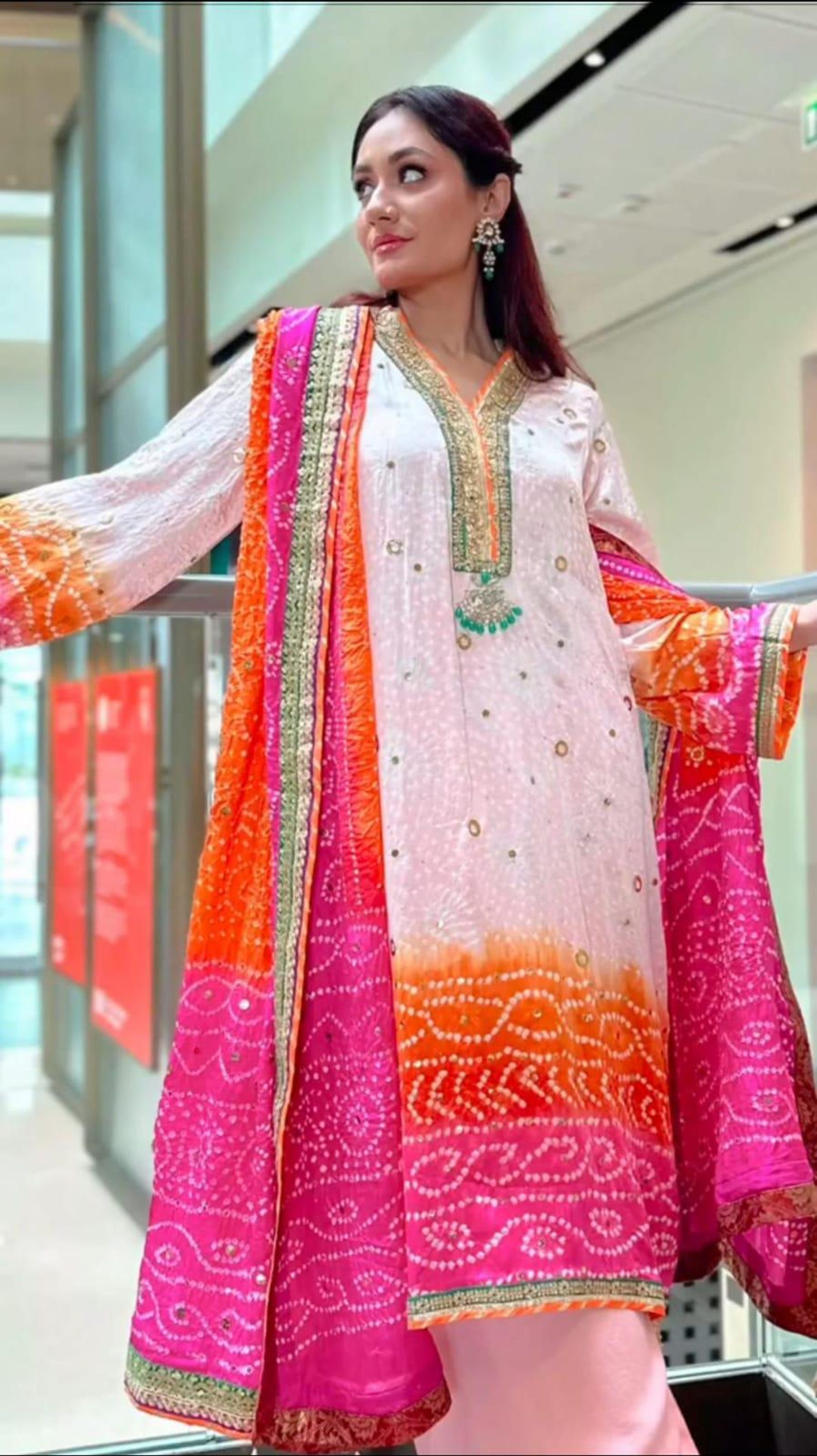 Pure Silk Pakistani Suit: Mukesh Work Mehndi Dress - Etsy