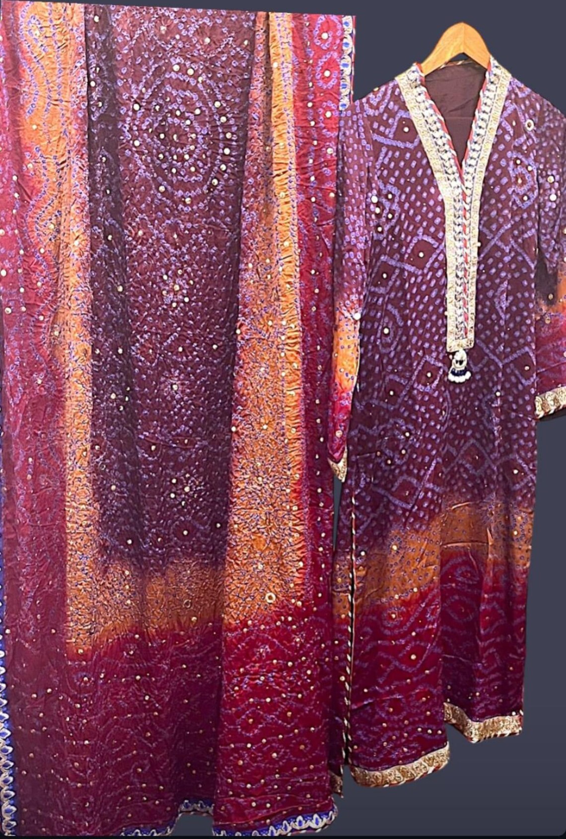 Pure Silk Pakistani Suit: Mukesh Work Mehndi Dress - Etsy