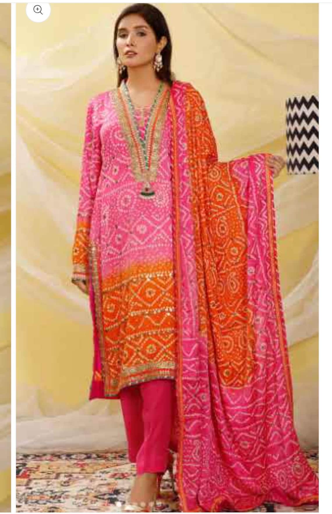 Pure Silk Pakistani Suit: Mukesh Work Mehndi Dress - Etsy