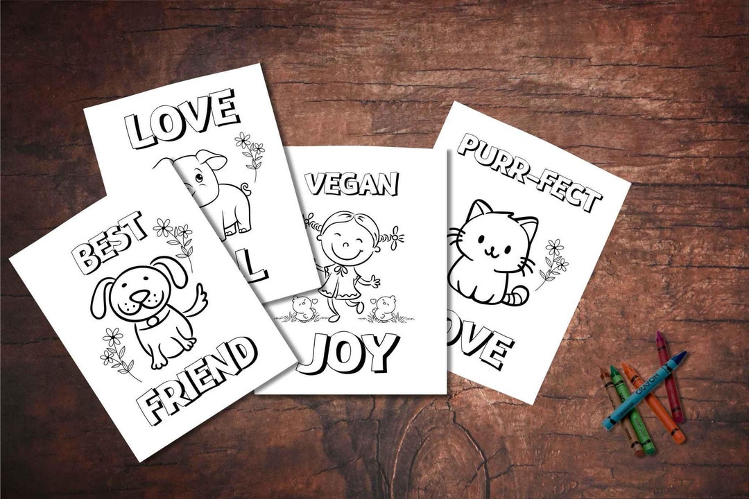 Vegan Kindness Animal Coloring Pages for Kids Download & Print ...