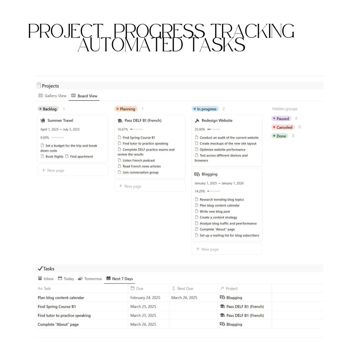 Simple Project Planner Notion Template | Task Management Dashboard - Etsy