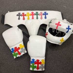 Handmade Cowhide Leather Boxing Gloves, Custom Chrome Hearts Boxing ...