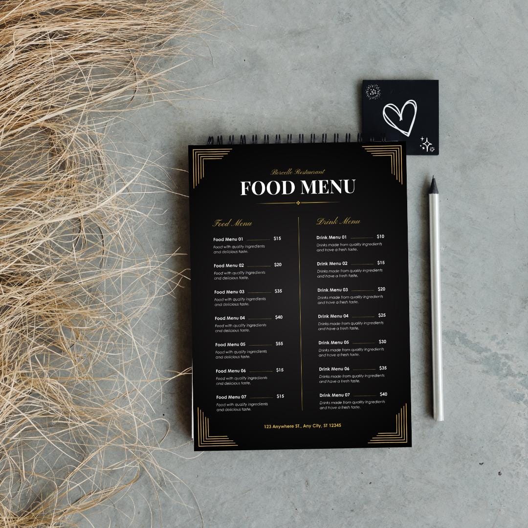 Black and Gold Luxury Food Menu | Elegant Restaurant Menu Template ...