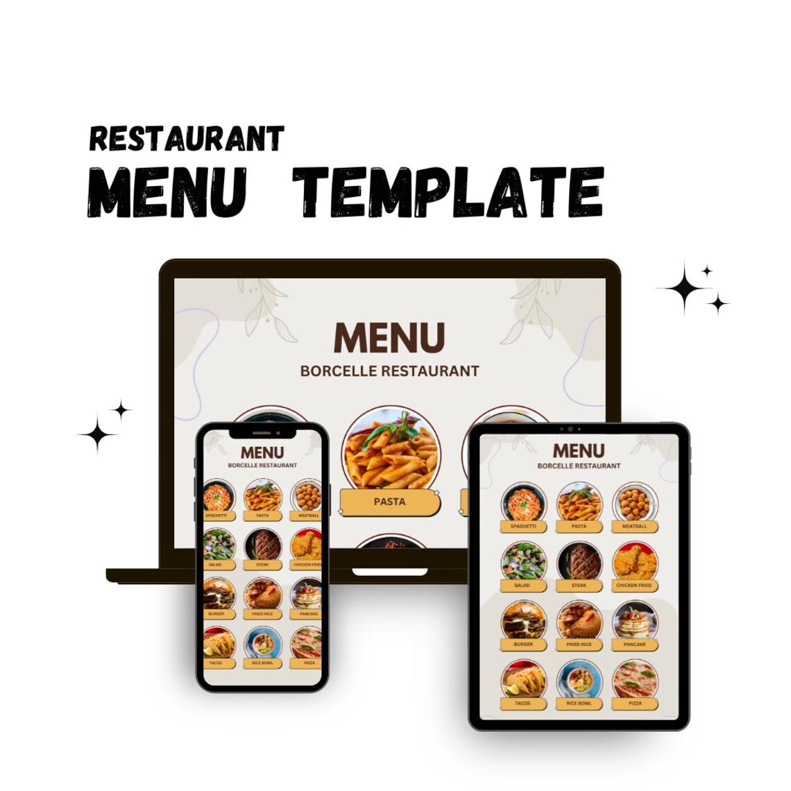 Editable Gray Restaurant Menu Template | Printable Cafe Menu Design ...