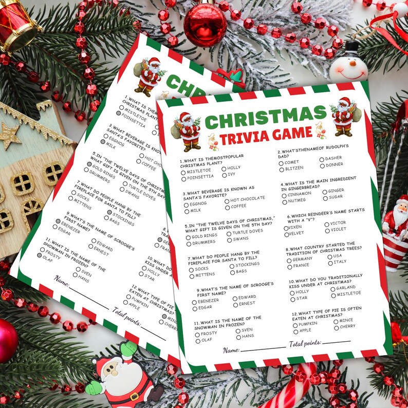 Printable Christmas Trivia Game | Holiday Party Games for Families ...