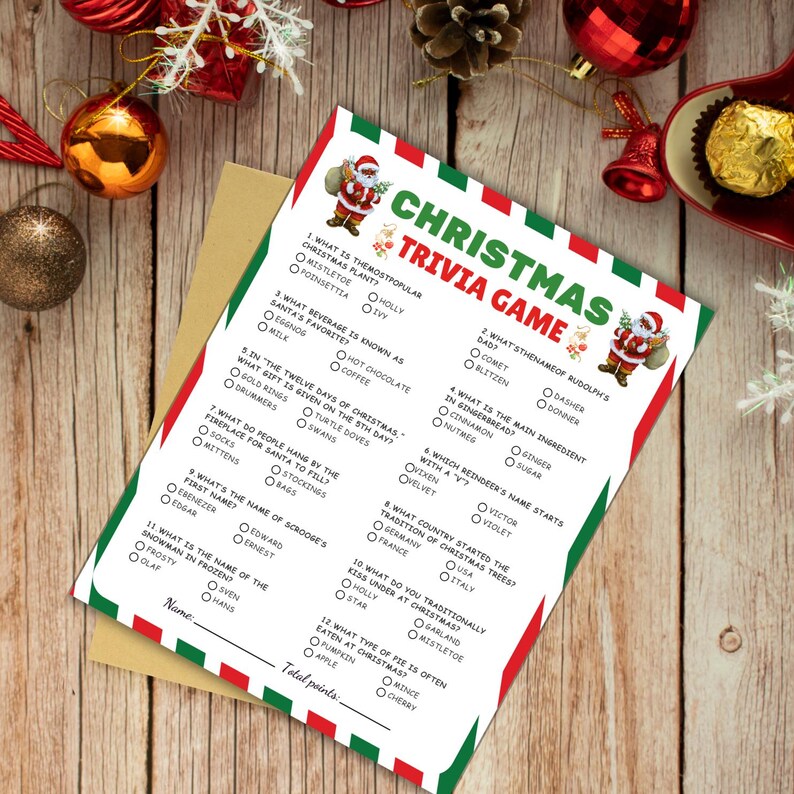 Printable Christmas Trivia Game | Holiday Party Games for Families ...