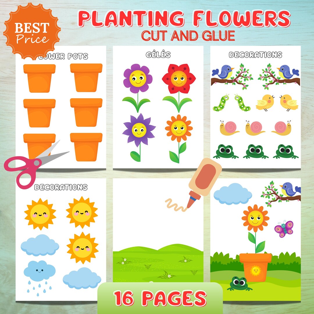 Flower Craft for Kids Spring Activity Cut and Paste Printable DIY Paper ...