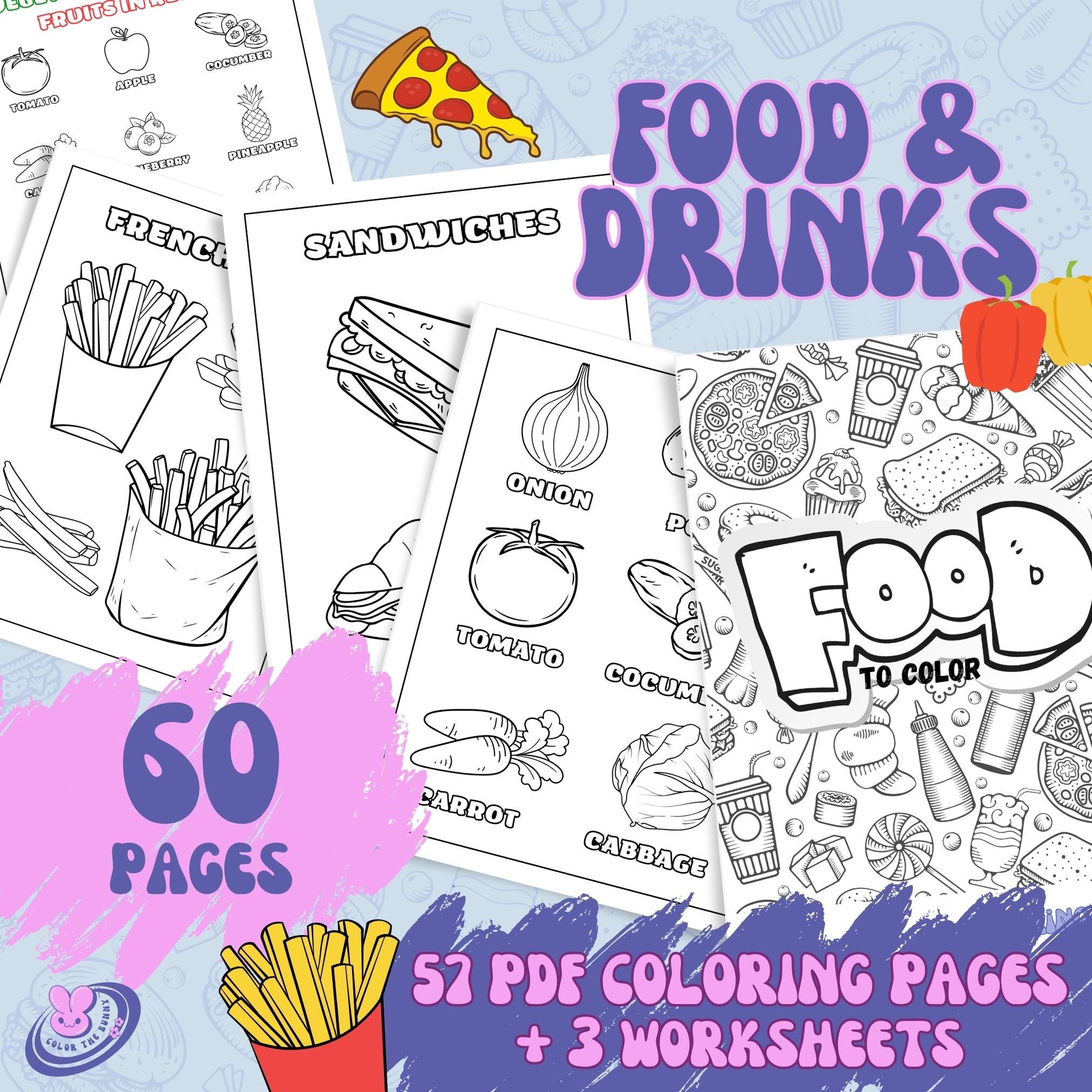 Mesmerizing Coloring Pages: Food & Drinks | Bold and Easy | Bundle of ...