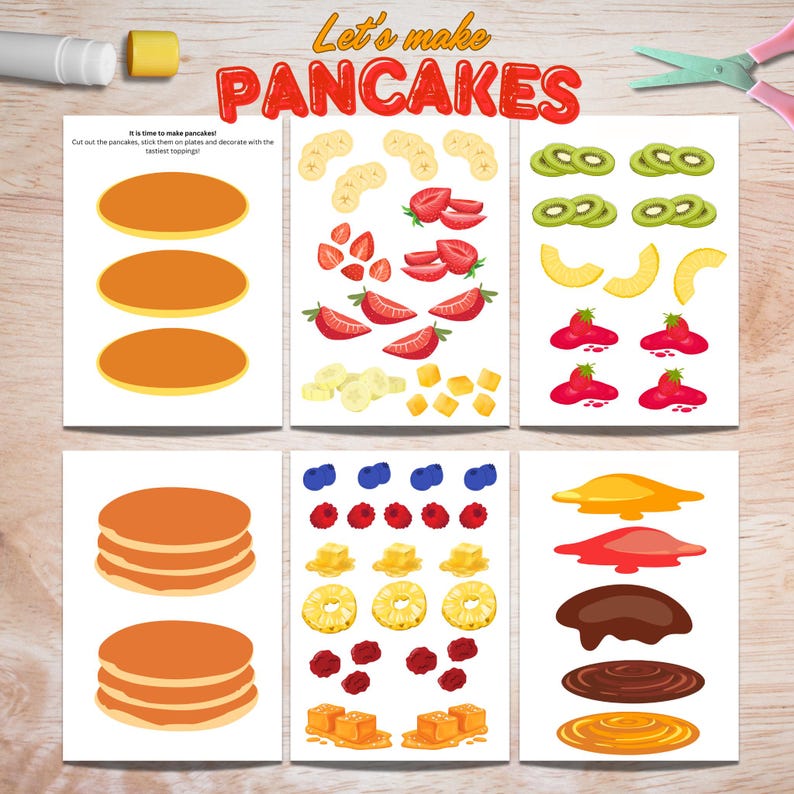Food Craft Printable Pancakes DIY for Kids Activity Pretend to Play Cut ...