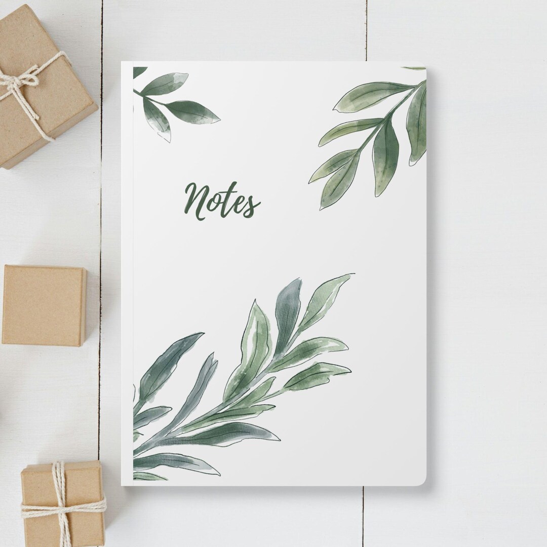 Palm Leaves Journal, Cute Green Notebook With Inside Prints, Floral ...
