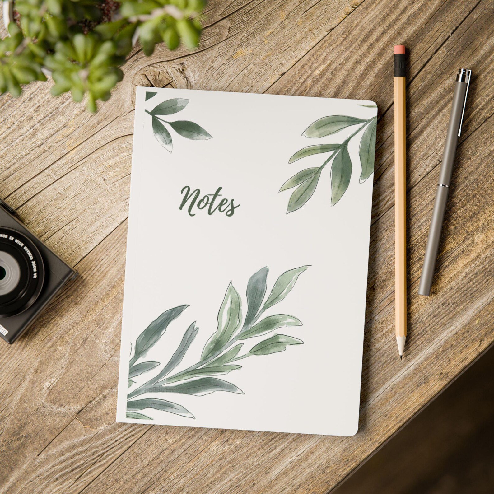 Palm Leaves Journal, Cute Green Notebook With Inside Prints, Floral ...