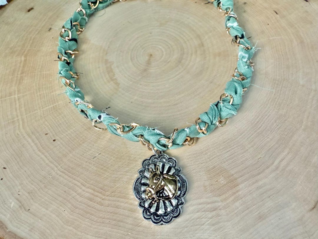 Handmade Bandana Chain Choker: Boho Western Pendant Necklace - Etsy