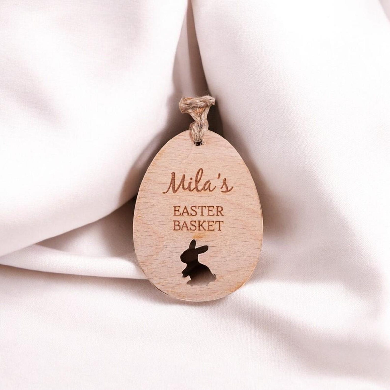 Personalised Wooden Easter Bunny Gift Tags, Wooden Easter Basket Tag ...