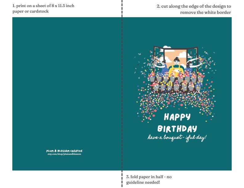 Printable Flower Birthday Card | Spring Greeting Card | Digital ...