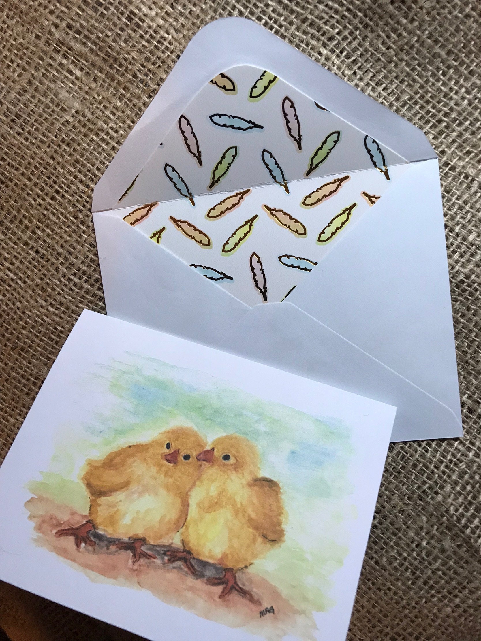 Cute Baby Chicks 4 X 6 Greeting Card From Original Watercolour Painting ...