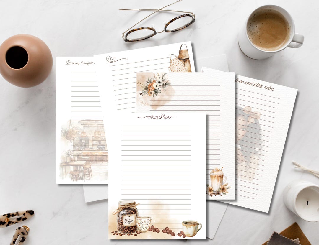 Coffee Shop Stationery Set: Printable Letter Paper (digital Download ...