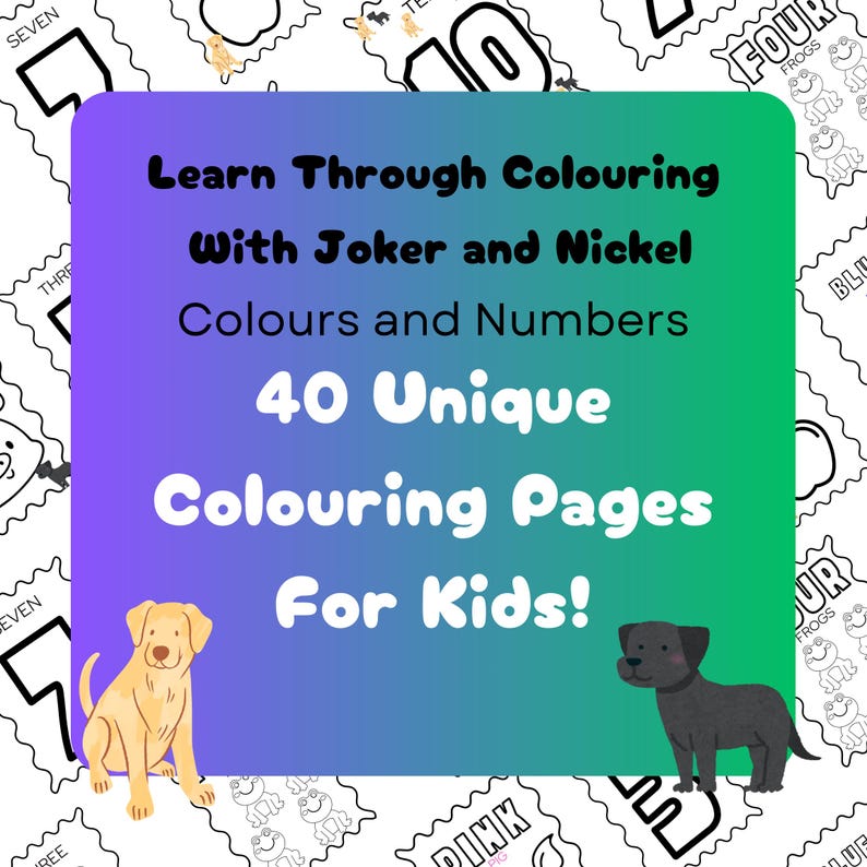 Kids Digital Download Colouring Book | Learn Colours & Numbers With ...