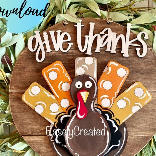 Turkey Door Hanger Thanksgiving Door Hanger SVG File - Etsy