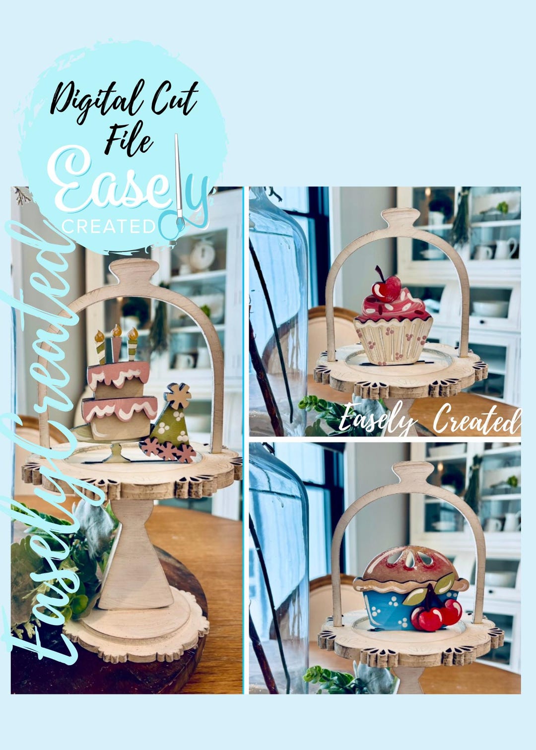 Cake Display Stand Interchangeable Sign Insert "birthday Cake Cherry ...