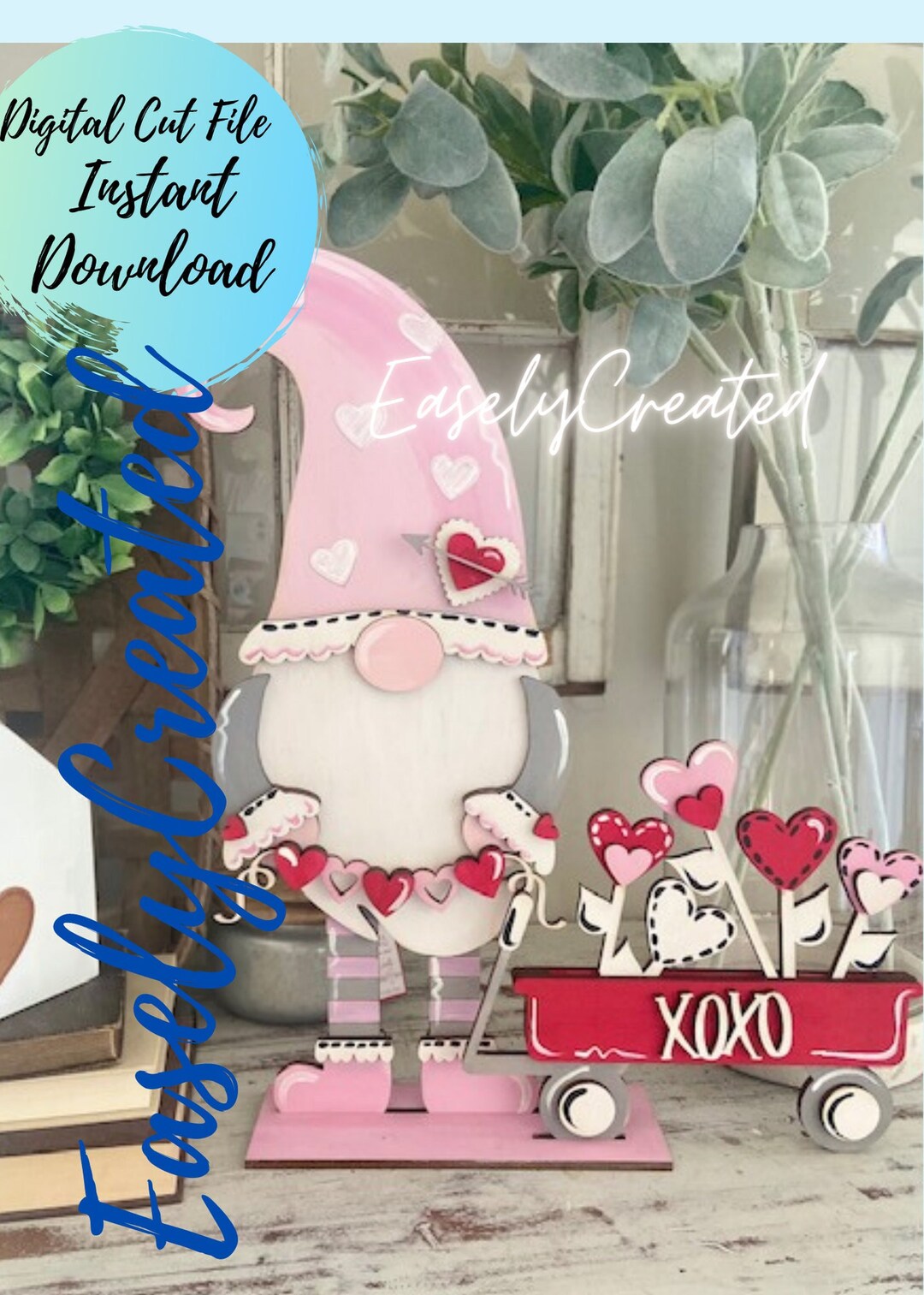 Valentine Gnome Shelf Sitter Sign SVG File February Gnome Sign- Winter ...