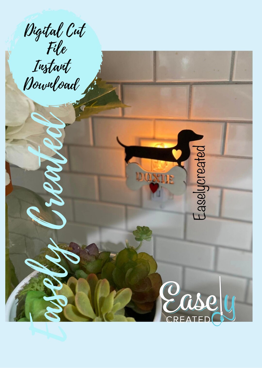 Dachshund Doxie Weiner Dog Night Light Attachment SVG Holiday Glowforge ...