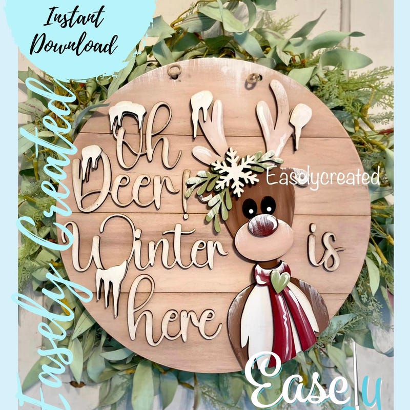 Winter Door Hanger Deer - Etsy