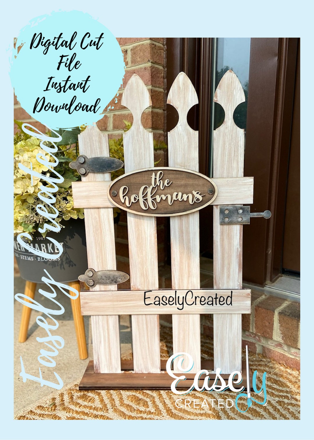 Picket Fence Large Porch Sign Interchangeable Personalized Porch Sign ...