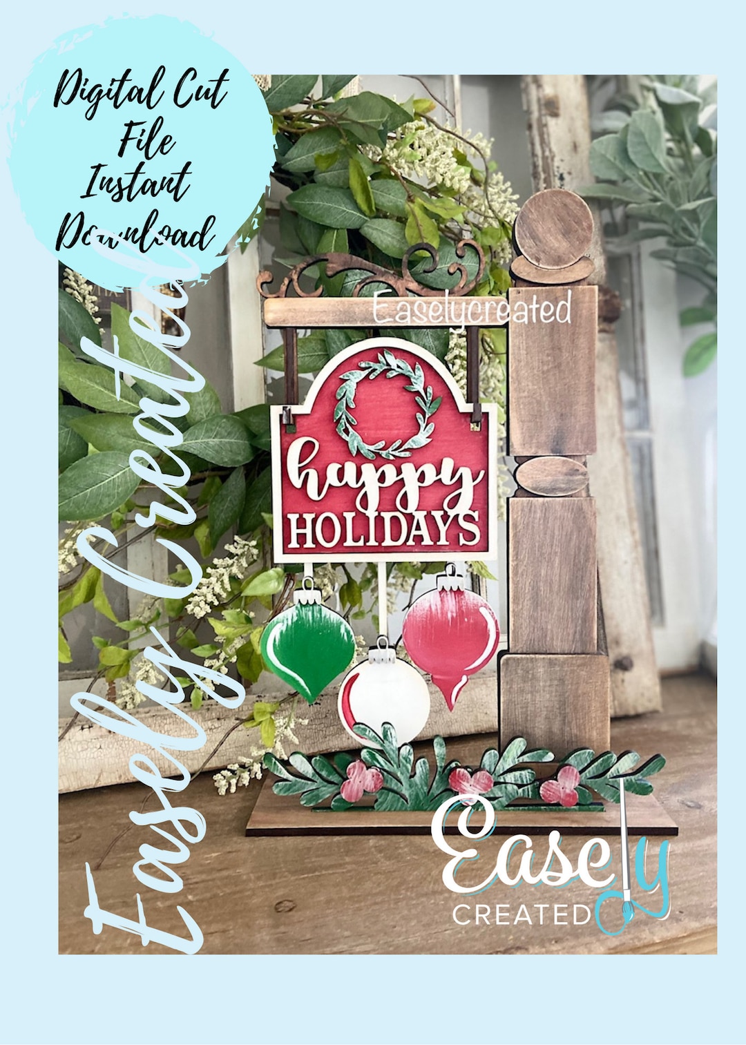 Mini Post Sign Interchangeable Insert "happy Holidays" Shelf Sitter ...