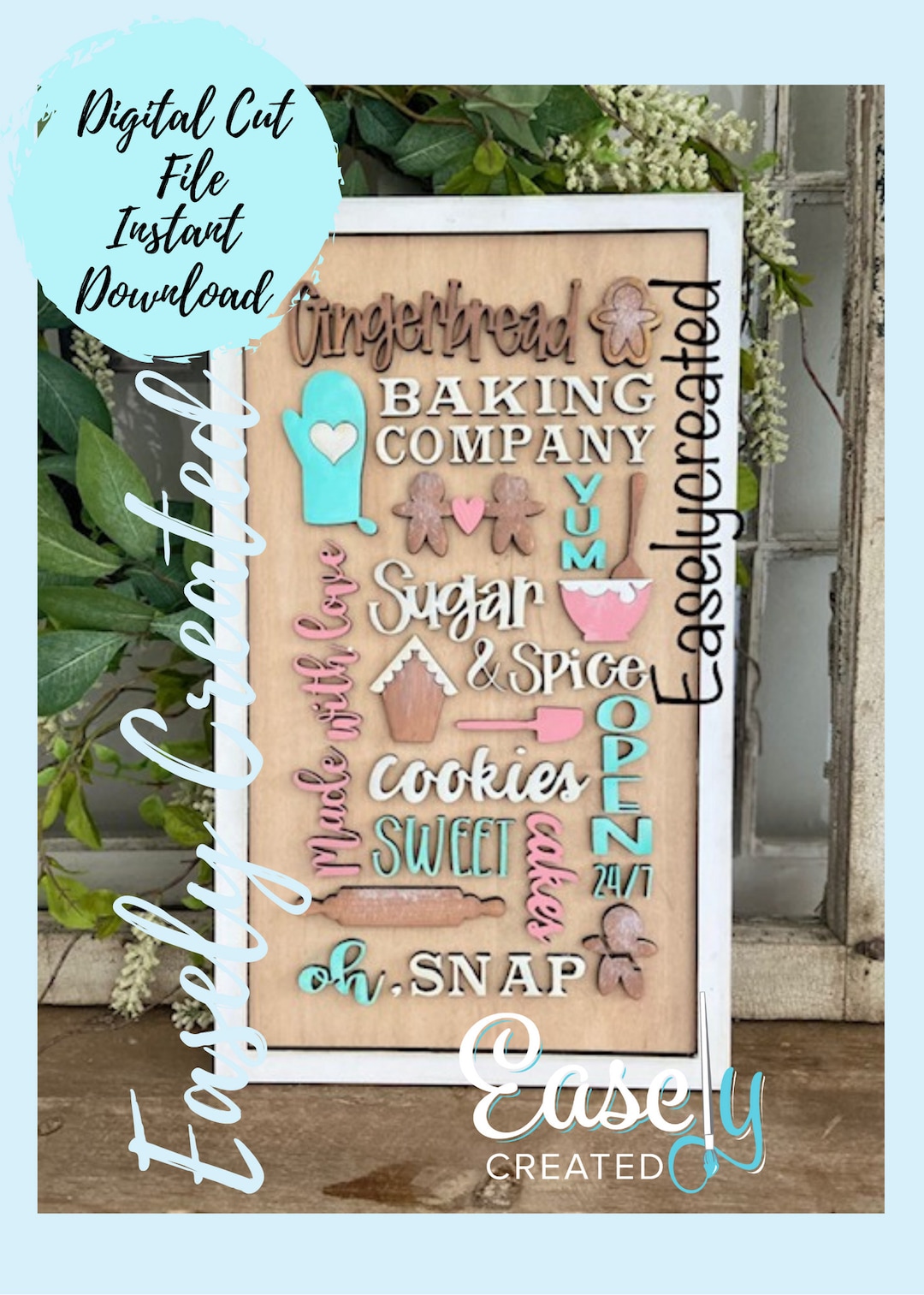Gingerbread Baking Co Sign Digital File - Made With Love Cookies Sugar ...