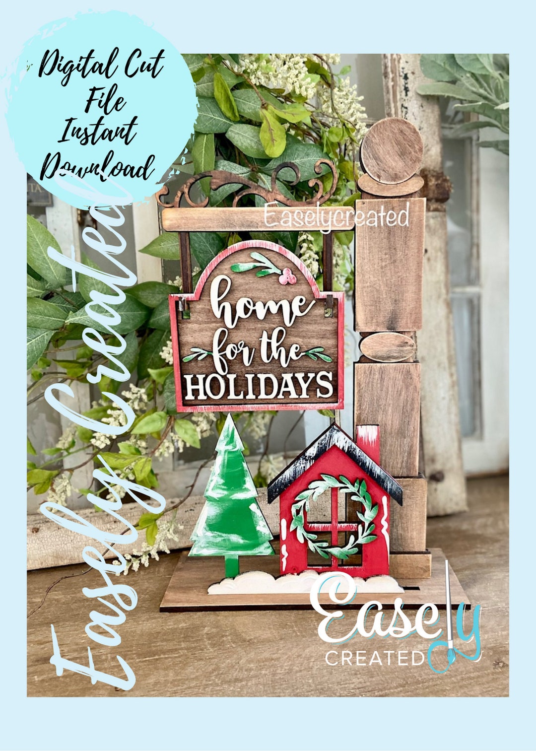 Mini Post Sign Interchangeable Insert "home for the Holidays" Shelf ...