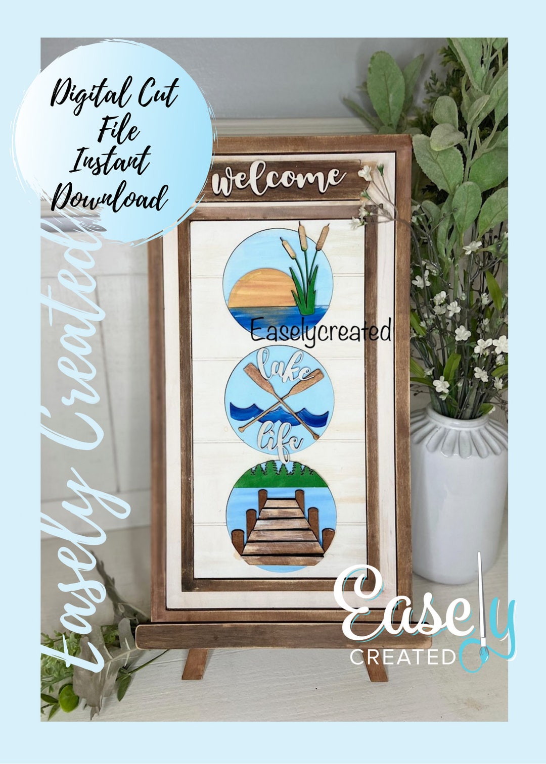 Three Circle Interchangeable Lake Life Sign SVG Seasonal ...