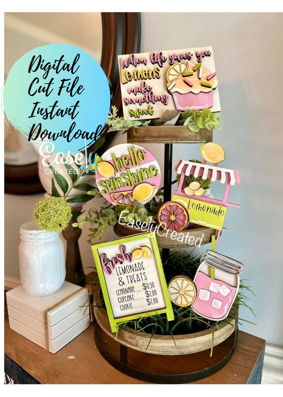 Lemonade Tiered Tray Digital Download File - Summer Tiered Tray - DIY ...