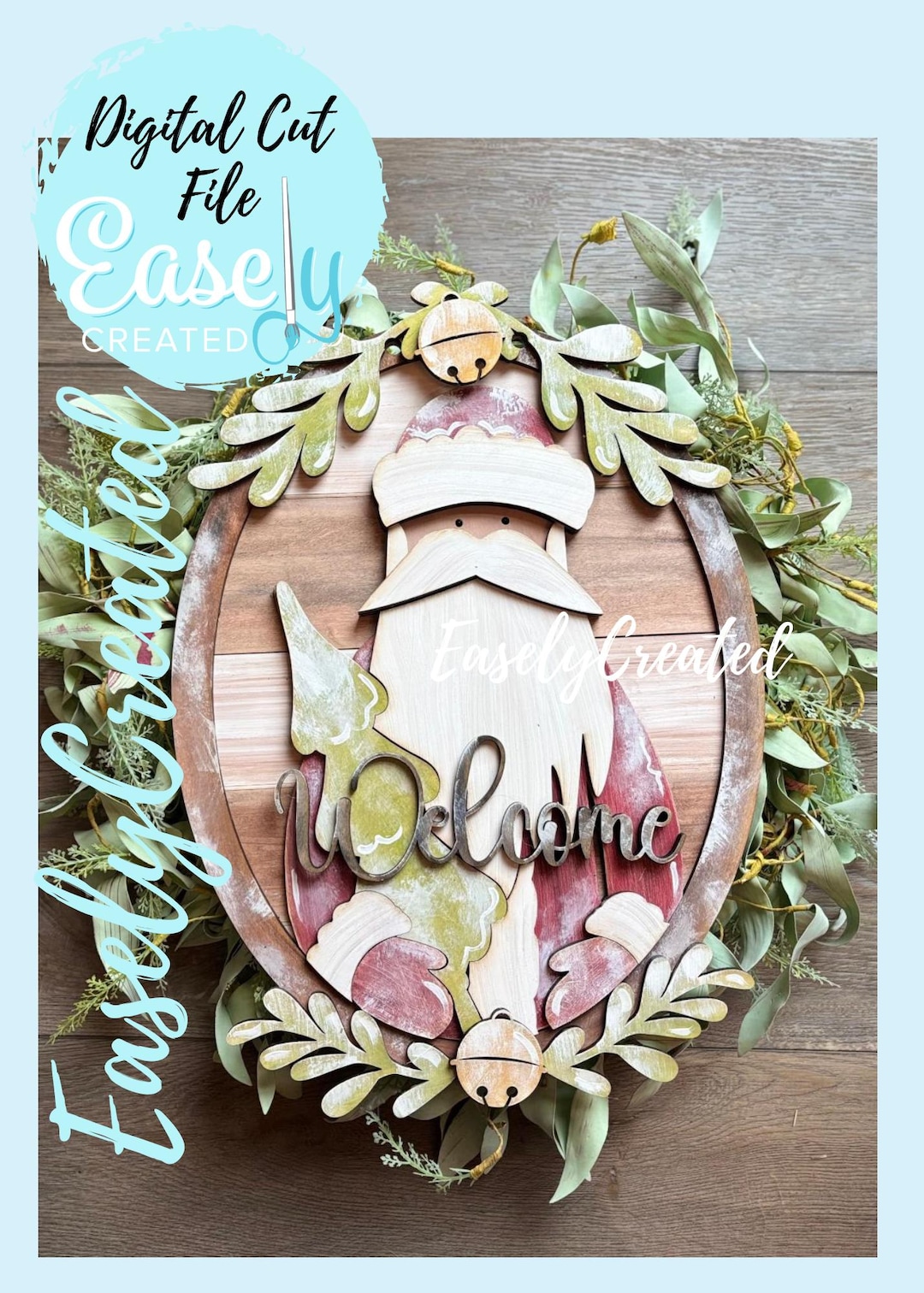 Oval St Nick Santa Old World Christmas Door Hanger Sign SVG Holiday ...