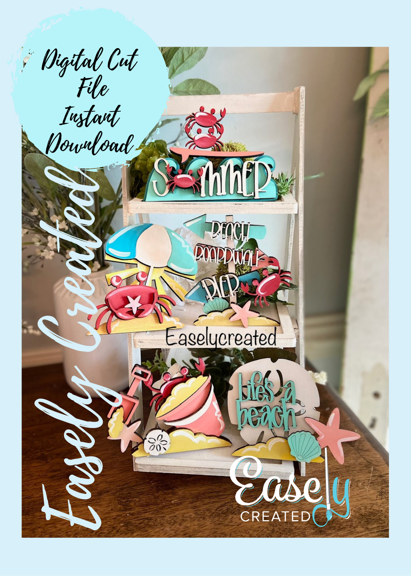 Beach Life Crabby Crab Tiered Tray Sign SVG File Holiday - Etsy