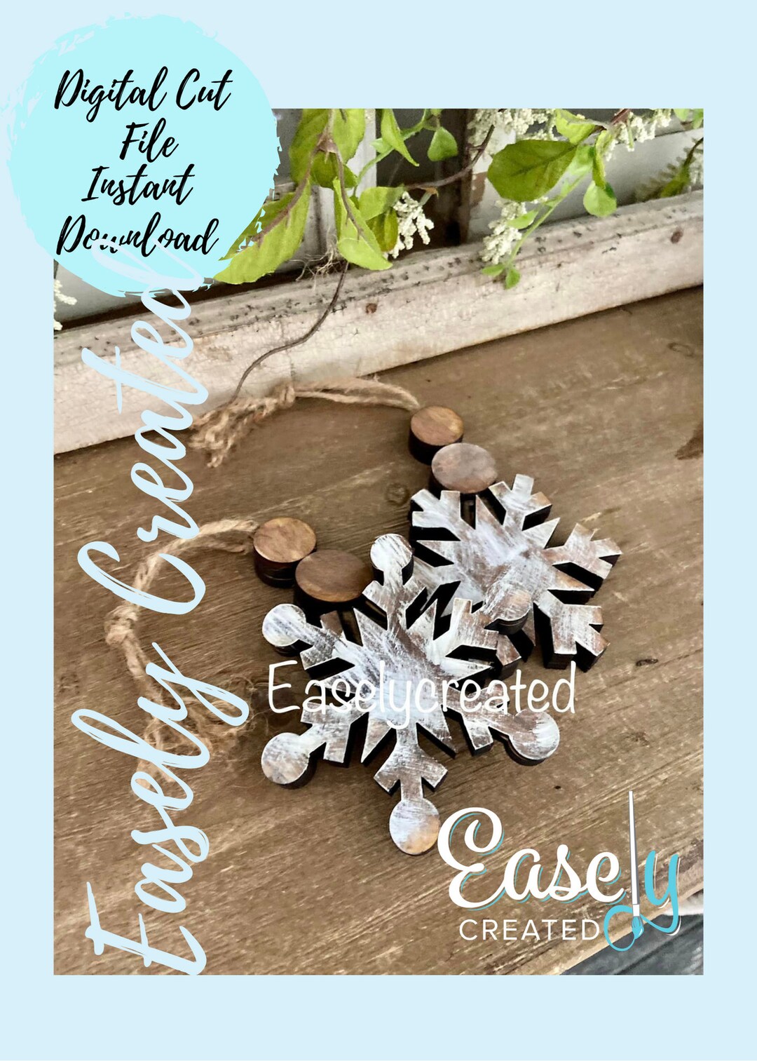 Chunky Snowflake Ornament Farmhouse Beaded Ornament SVG Sign - Laser ...